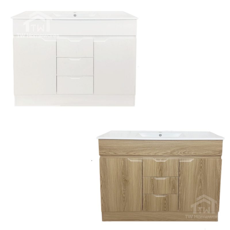 Vanity – XS1200FS – Free Standing 1200mm-White/WoodGrain – TW Homewares