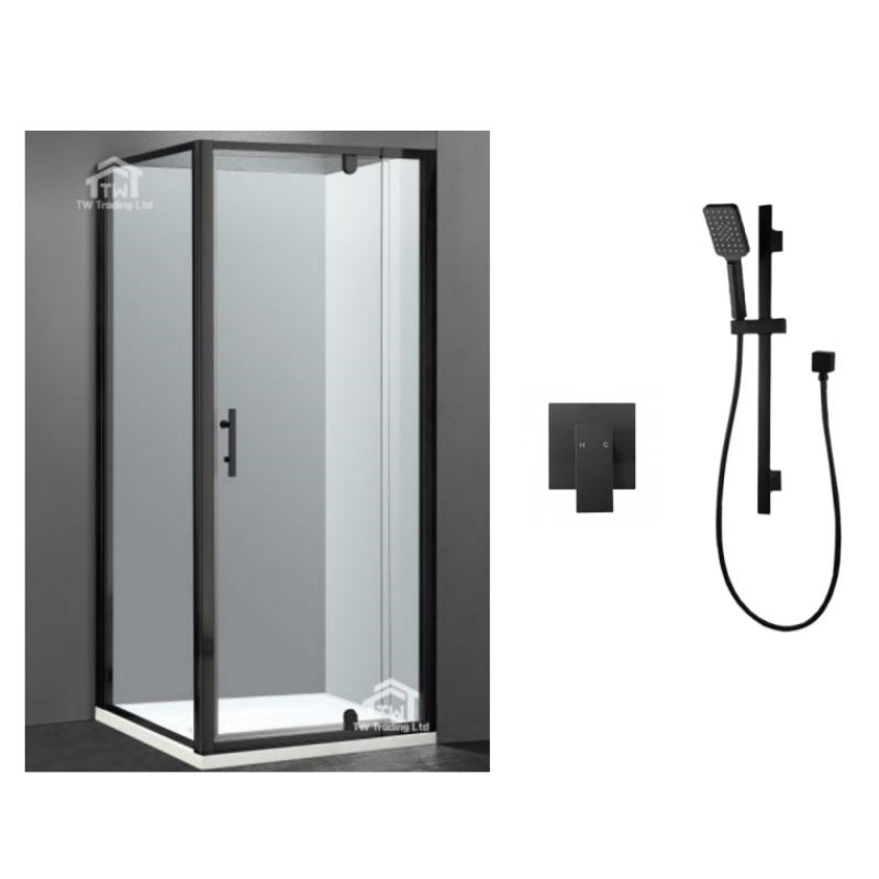 Shower Box Combo – PGM Black Square Series 900/1000mm – TW Homewares