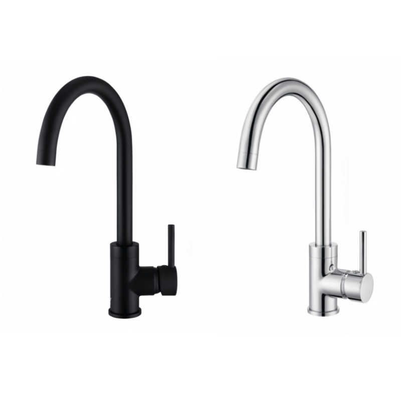 Kitchen Mixer – Gooseneck Round 360° Swivel – NZHKF1006 – Chrome/Matt ...